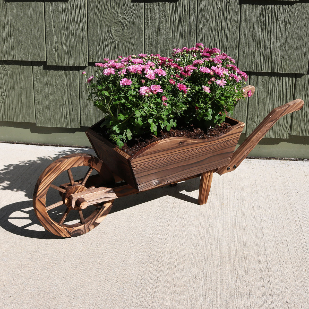 SunnyDaze Decor 35" x 10.25" x 11" Brown Wooden Wheelbarrow Outdoor Planter & Reviews | Wayfair